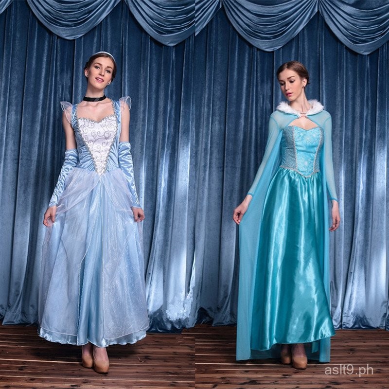 Frozen Princess Elsa Dress Court Clothing Halloween Cloak Queen Dress ...