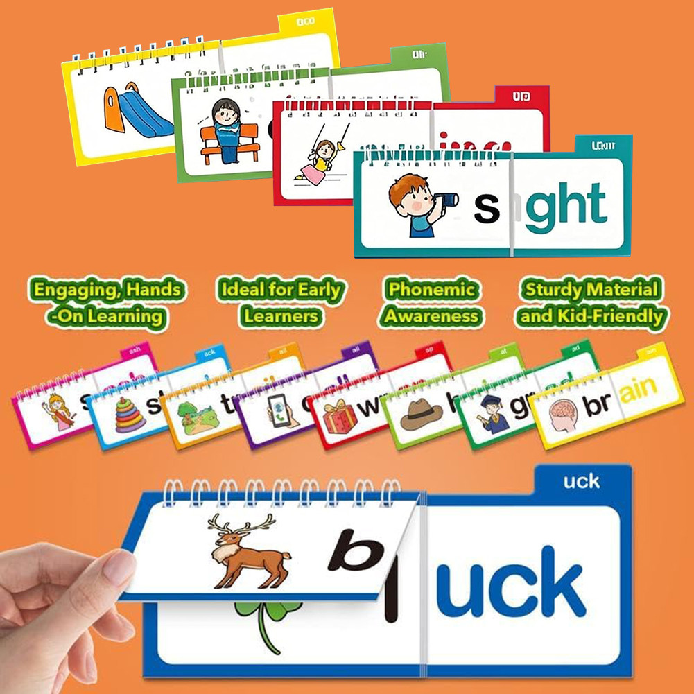 CVC Word Flip Chart Vowel Word Flashcards Educational Sight Words Games ...