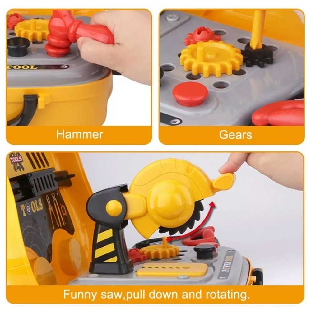 Construction Tools Toy Play Set For Kid Pretend Play Tool with Wheels ...