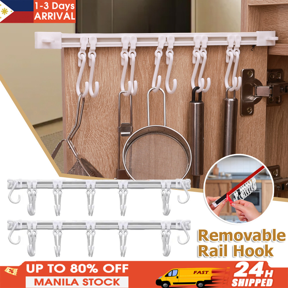Removable Wall Mounted Holder - Detachable Rail Sliding Hook - Kitchen ...