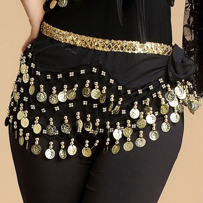 Belly Dance Practice Gold Coin Waist Chain Beginner Belt Oriental Dance ...