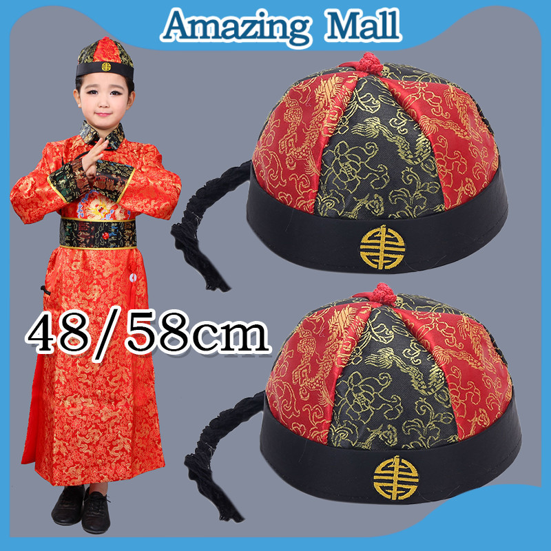 Chinese Oriental Emperor Costume Ponytail Cap Silk Landlord Hat ...