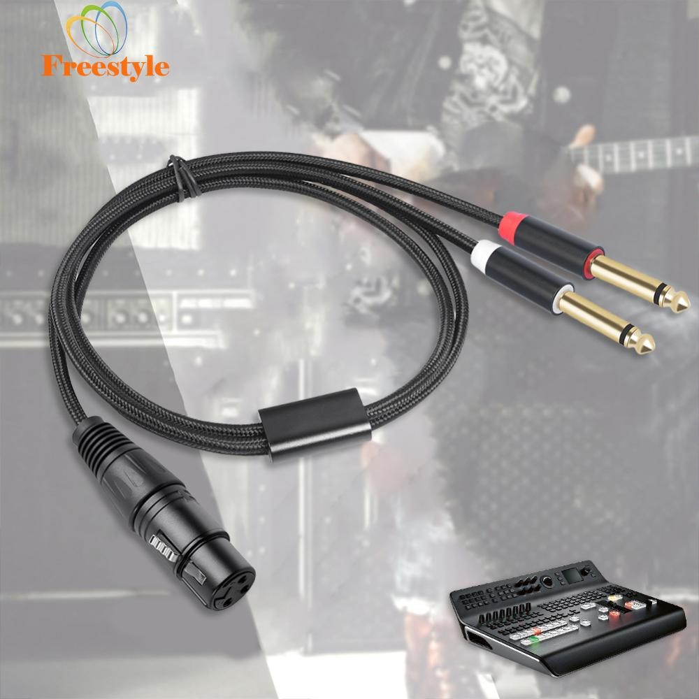 1/2/3M Female XLR To Double 6.35mm Mono TS Plug Mic Audio Y Splitter ...