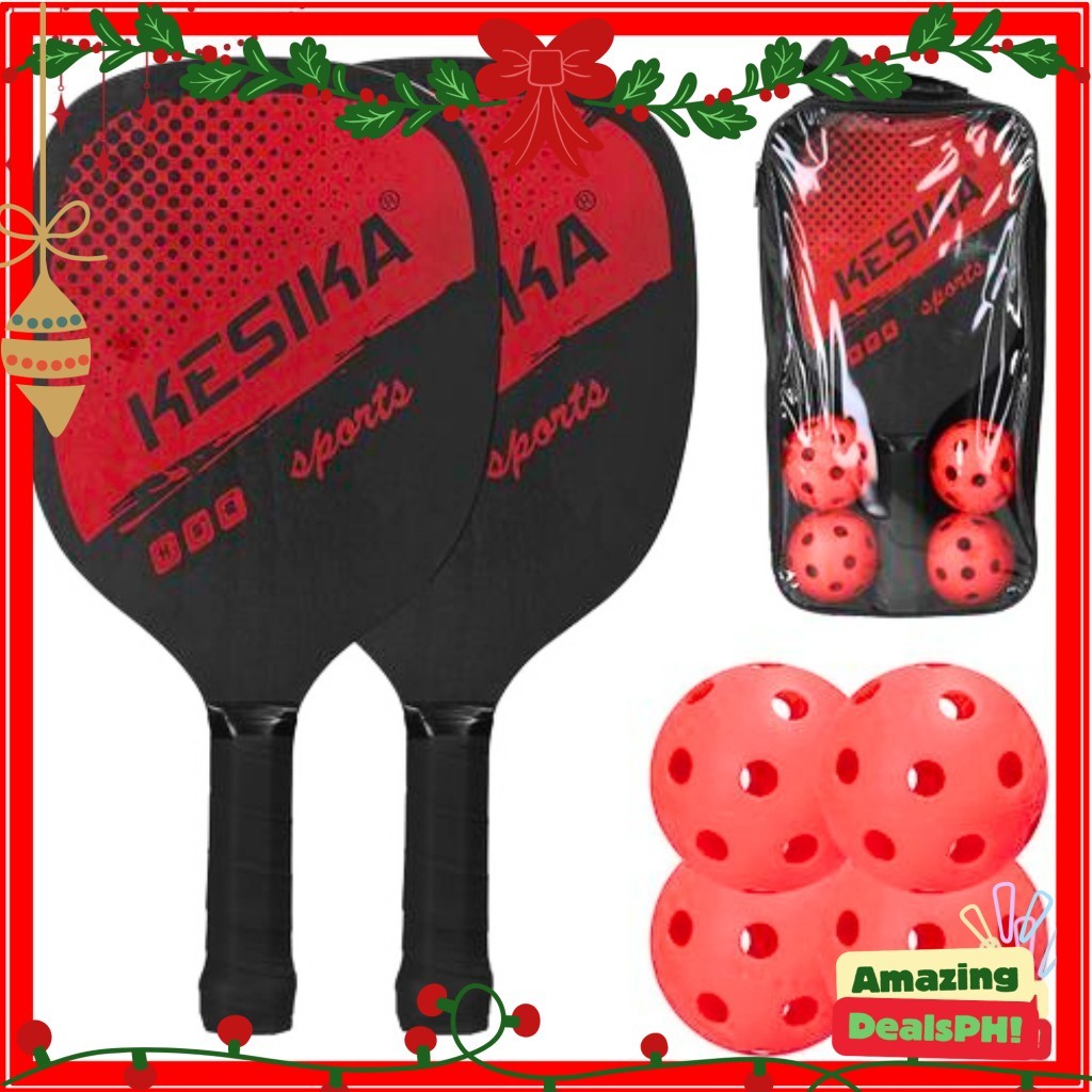 Kesika Pickleball Paddle Set Rackets Ball Set 2 Rackets & 4 Pickleball ...