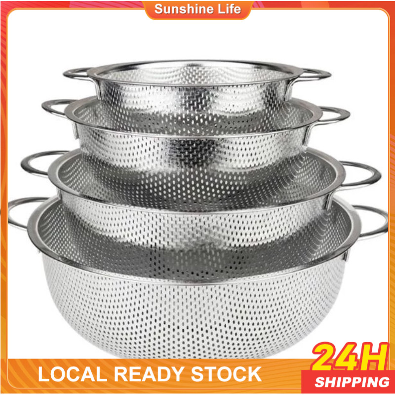 22CM Stainless Steel Kitchen Hole Dense Mesh Sifter Colander Strainer ...