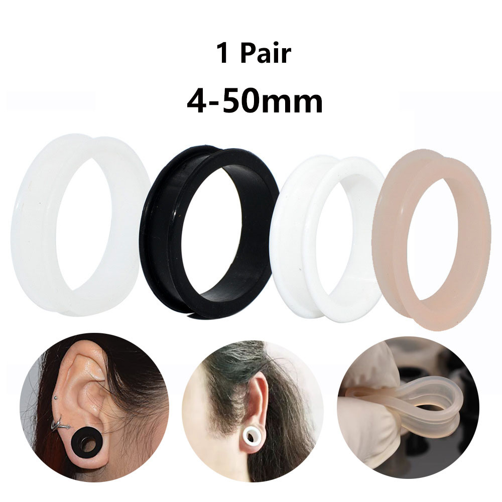 1 Pair Soft Silicone Black White Transparent Auricle Flesh Color Ear ...