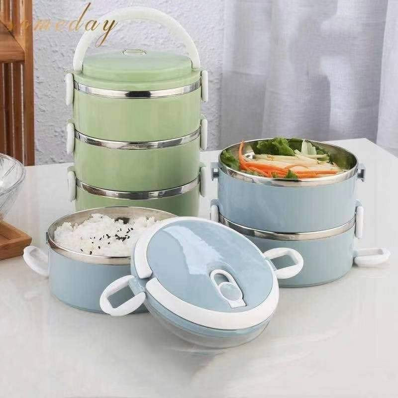 3 Layers Insulated Lunch Box Set Food Bag Storage Stainless Steel ...