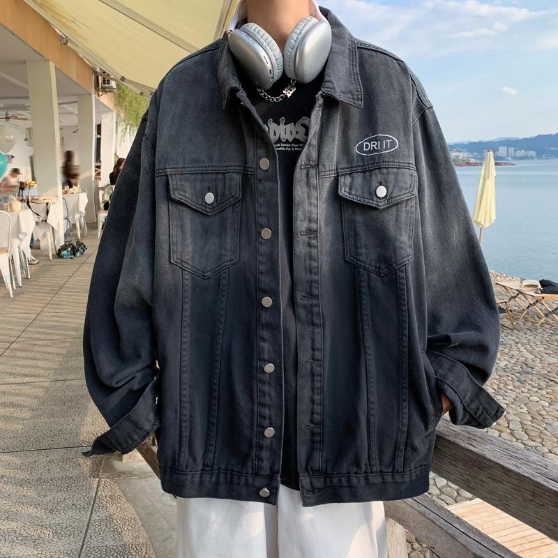 New American High Street Autumn Denim Jacket Men Street Wear Fried ...