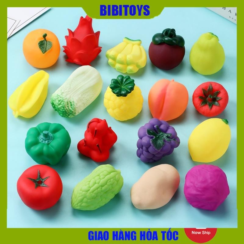 Fruit toy made of flexible PVC, making a little fun squeak, helping ...