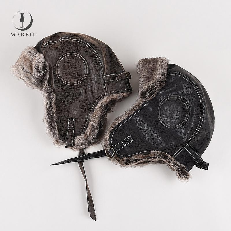 Marbit 1PC Men Women's Pilot Aviator er Trapper Hat Faux Fur Leather ...
