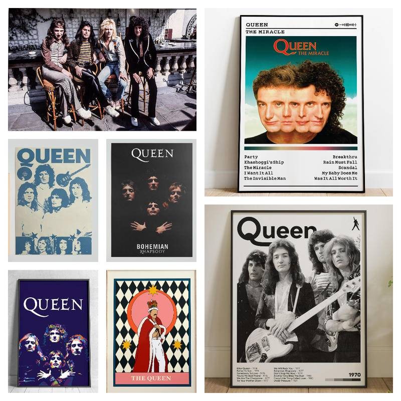 Vintage Queen Band Poster Art Print Iconic Rock Legends Graphic Wall ...