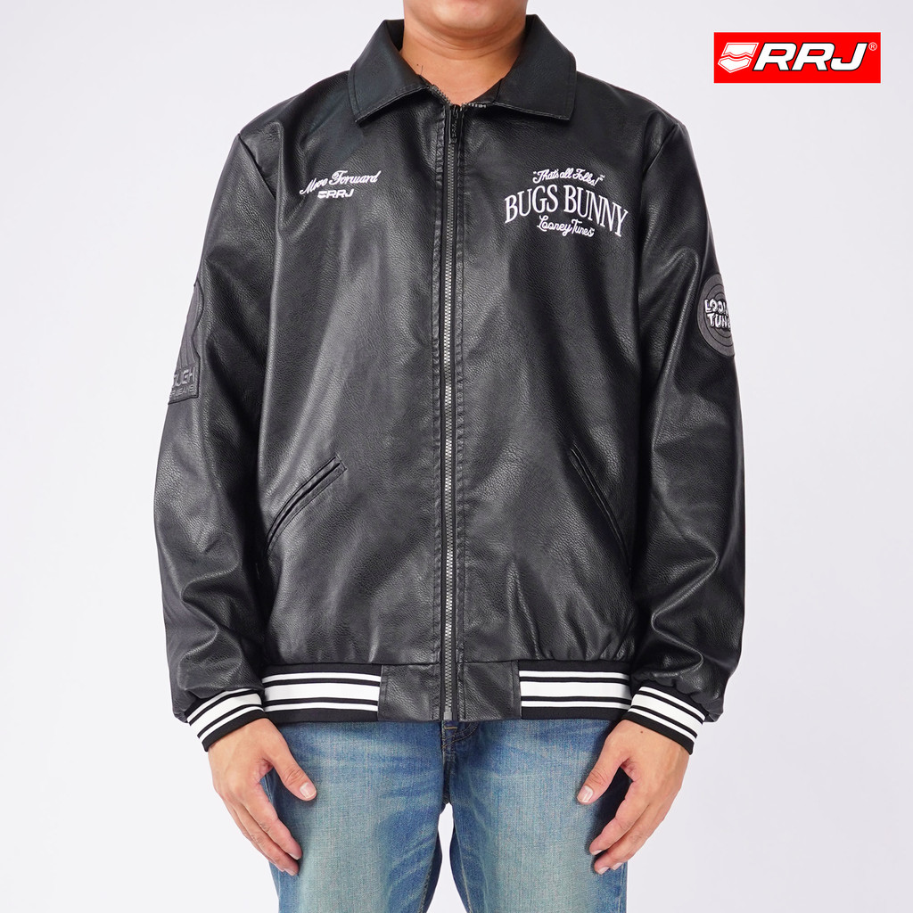 RRJ x Looney Tunes Bugs Bunny Men's Basic Leather Jacket Regular ...