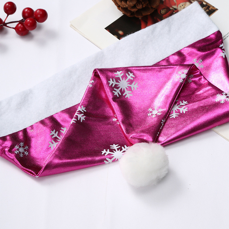 Snowflake Christmas Hat Blue Santa Hat Short Plush Santa Hats With ...