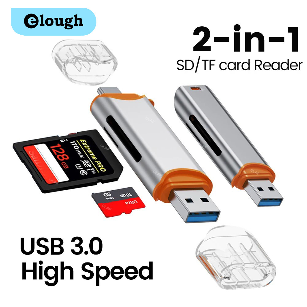Elough 2-in-1 SD/TF Card Reader USB 3.0 High Speed Data Transfer Card ...