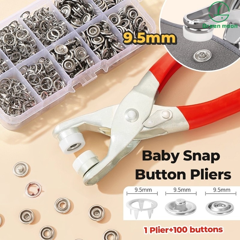 100 Sets Snap Pliers Tool Set with Storage Box Metal Snap Snap Pliers ...