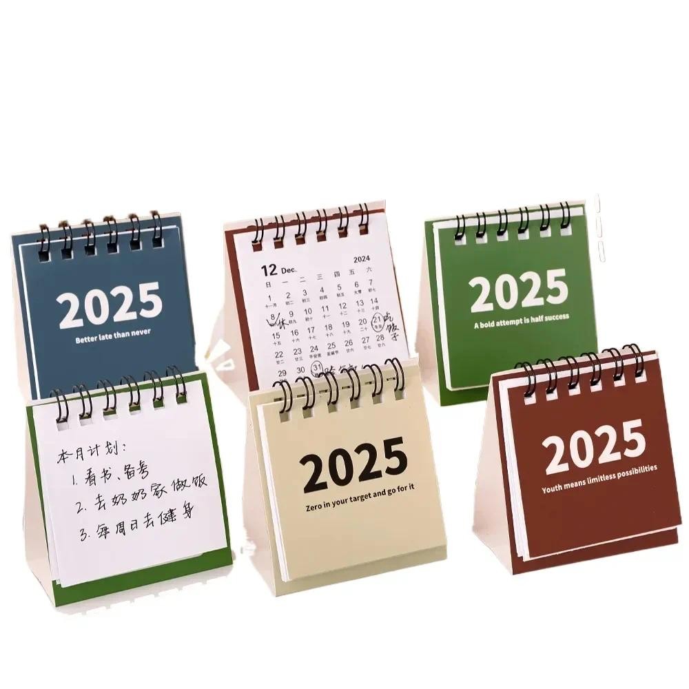 2025 2025 English Solid Color Mini Desk Calendar Creative Office ...
