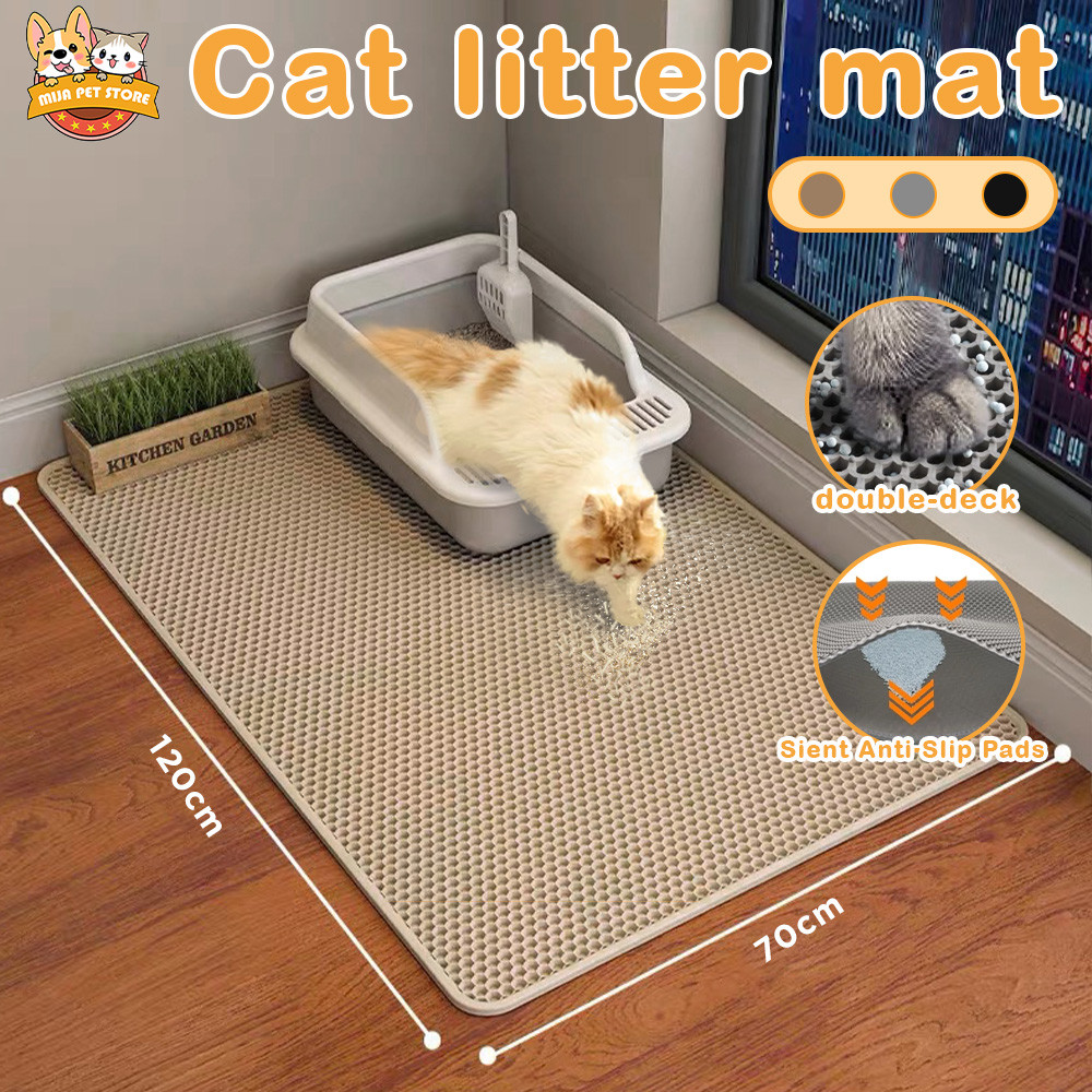 Large Cat Litter Mat 70*120 EVA Double-Layer Cat Litter Pad Anti Slip ...