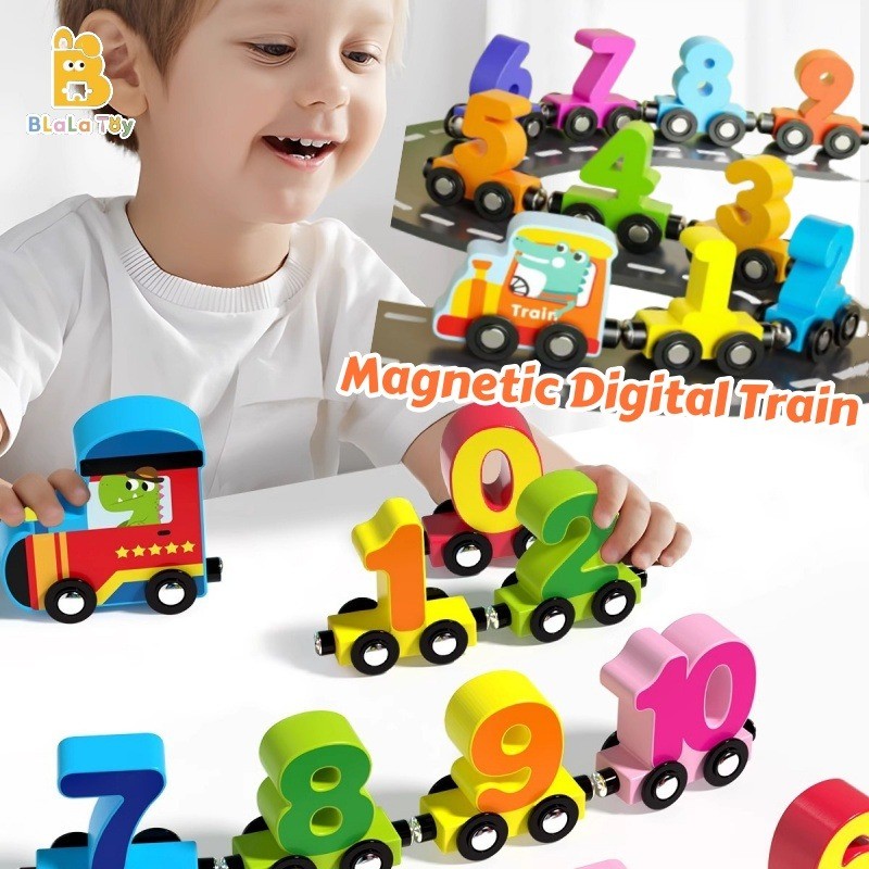 Magnetic Digital Number Train Wooden Train Set for Kids Number ...