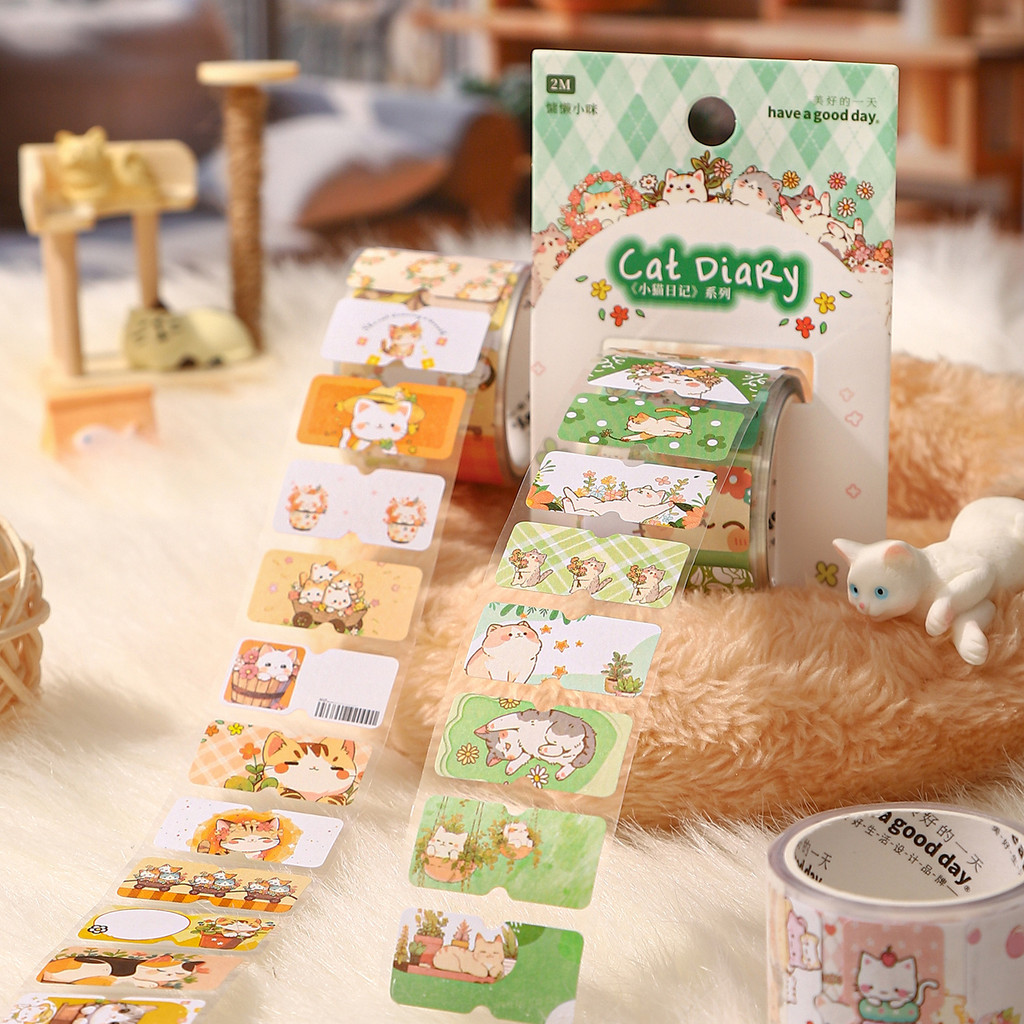 Cdaily|Cartoon Daily Pay Sticker Tape Kitten Diary Die Cut Sticker ...