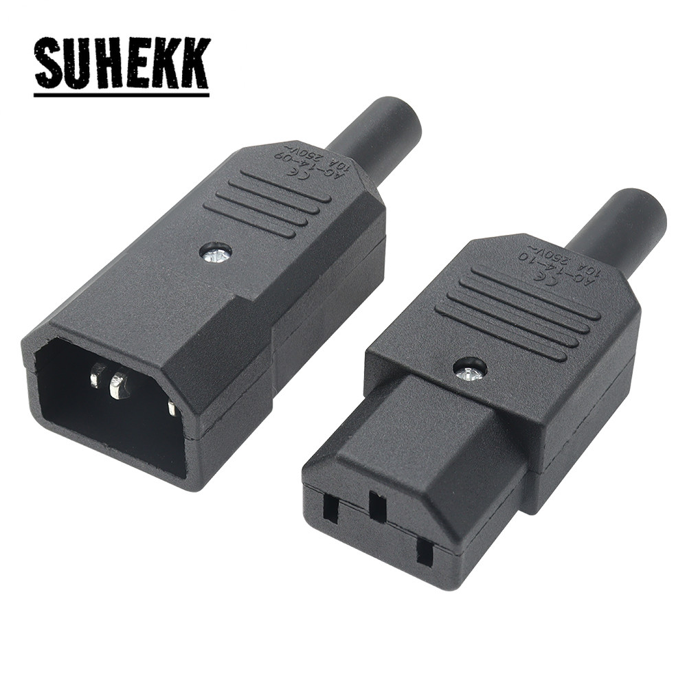 1PCS IEC320 AC 250V 10A C14 Male + C13 Female Inline Rewirable Main ...