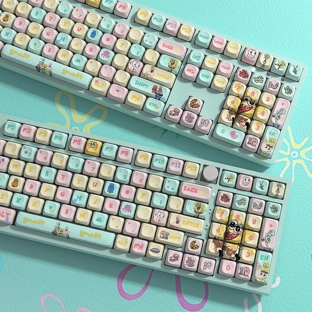 SpongeBob SquarePants Keycap KOA/MOC Profile PBT 140 Keys Five-sided ...