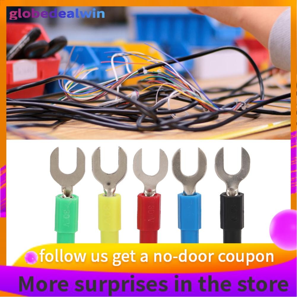 Globedealwin 10pcs Fork Spade Wire Connectors PVC Brass Y Type Plug ...
