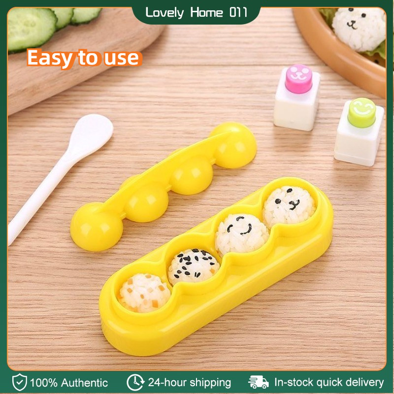 4 Slots Mini Rice Ball Molder Maker Cutting Stamp Bento Non Stick DIY ...