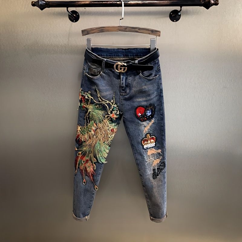 Autumn Winter New Style Women's New Chinese Style Outer Wear Jeans 2025 ...