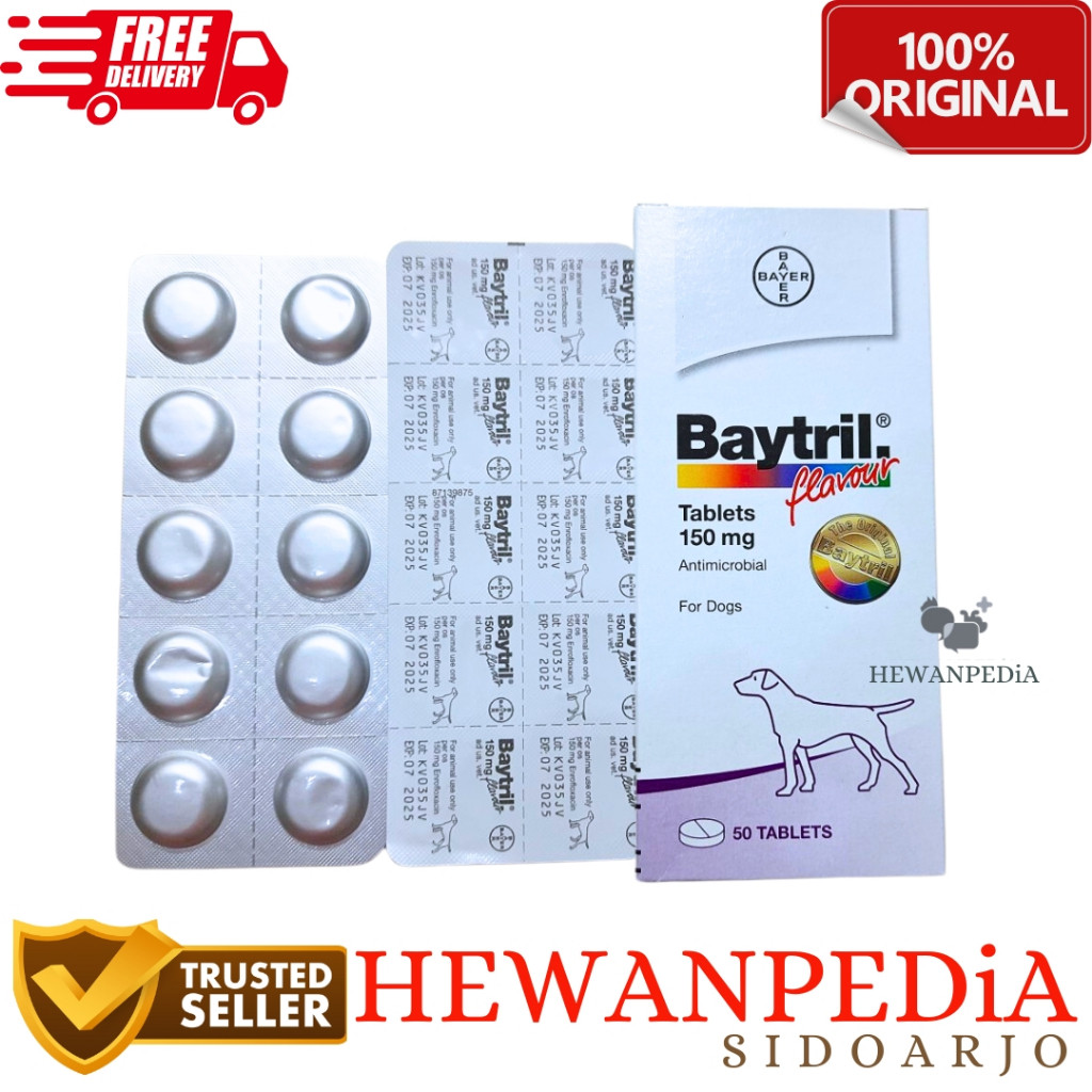 BAYTRIL 150 mg 1 TABLET Animalpedia - Antibiotic Dog Cat Enrofloxacin ...