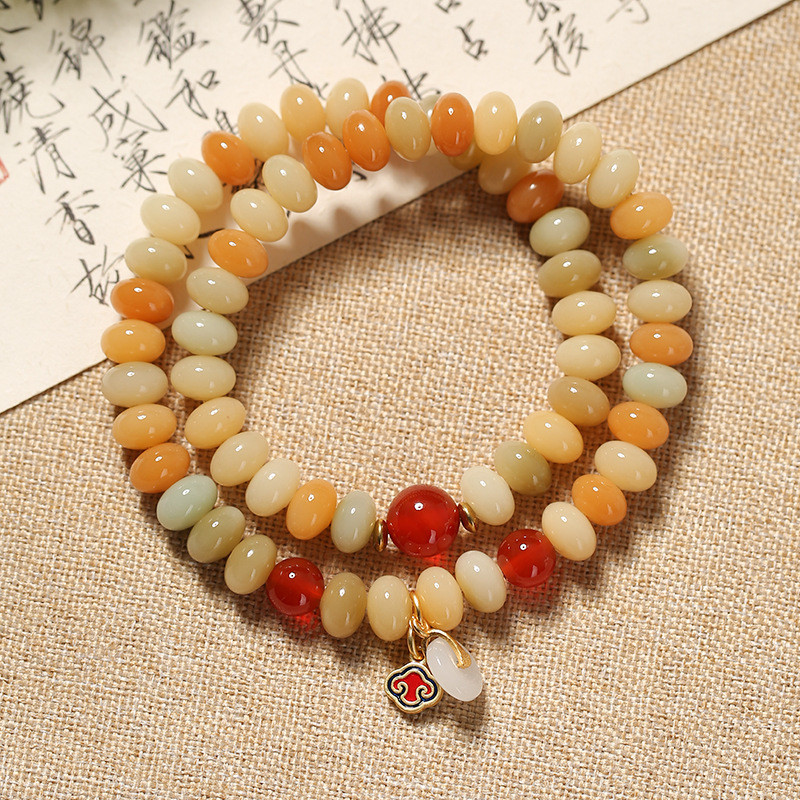 Original Ecological White Jade Bodhi Bracelet Weathered Multi-color ...