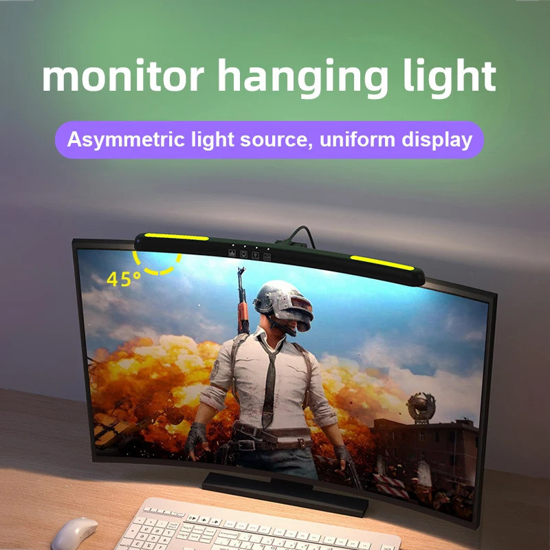 RGB Eye-Care Screen Hang Light Stepless Dimming Computer Monitor Light ...