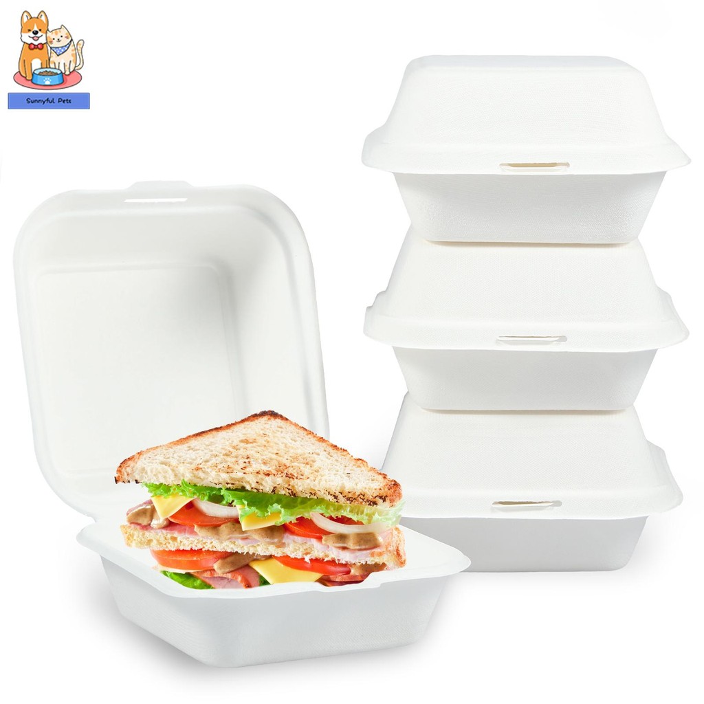 50Pcs Clamshell Food Containers Biodegradable Clamshell Take Out Food ...