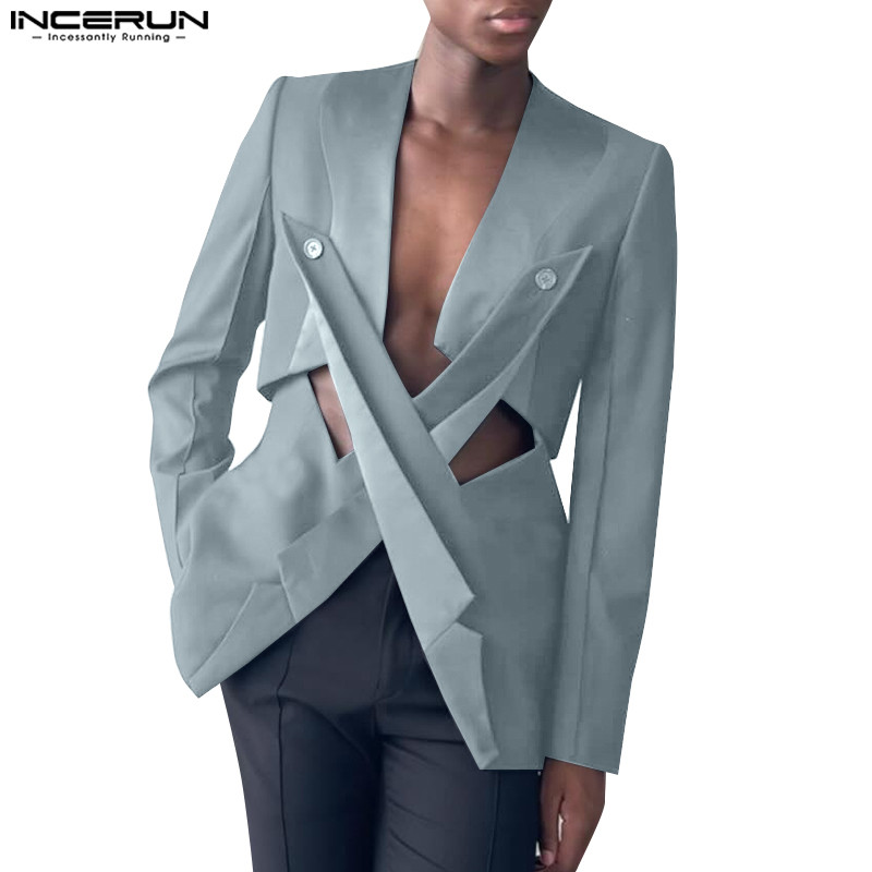 INCERUN Men Vintage Personalized Deconstructed Solid Color Casual ...