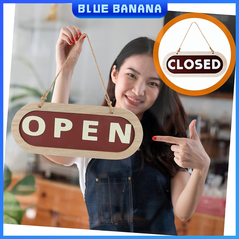 Double-sided Open/Closed Hanging Sign Wooden Business Open Closed ...