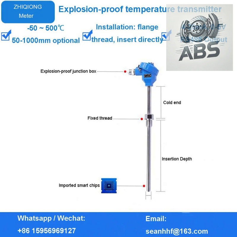 Explosion-proof adjustable thread pt100 rtd temperature sensor ...