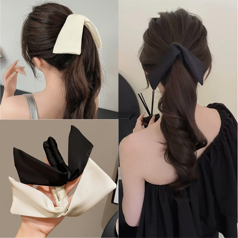 Bow Banana Clip Vertical Clip Temperament Ponytail Hair Clip Headwear ...