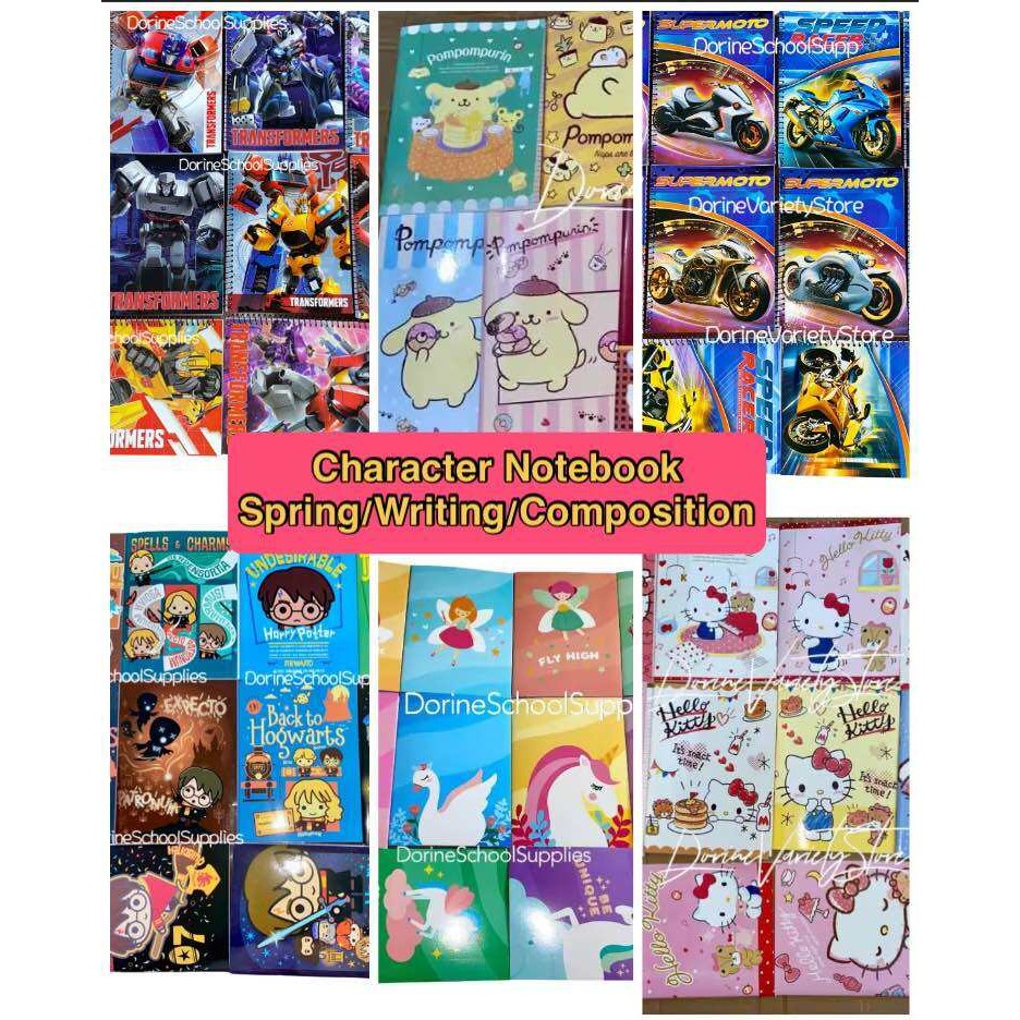 10pcs.,1rm. Character Writing Notebook Spring Composition cartoons ...