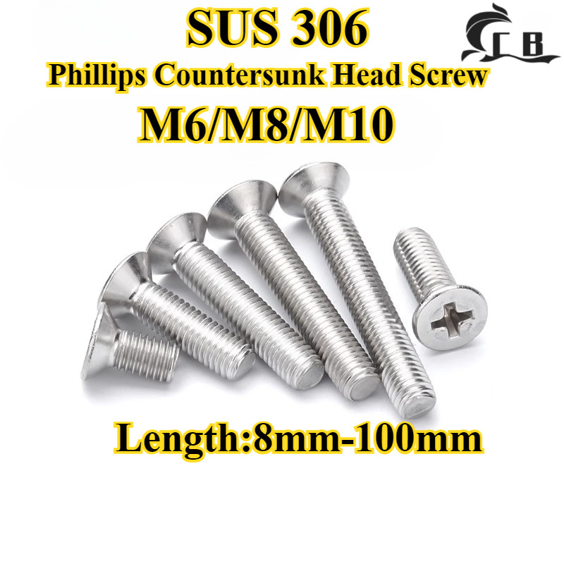 CB-CTLS] 316 Stainless Steel, Phillips Countersunk Head Screw M6/M8/M10 ...