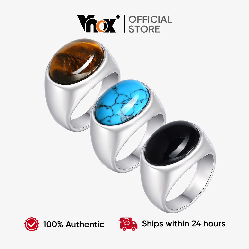 Vnox Vintage Onyx Oval Ring for Men,Stainless Steel Natural Stone Ring ...