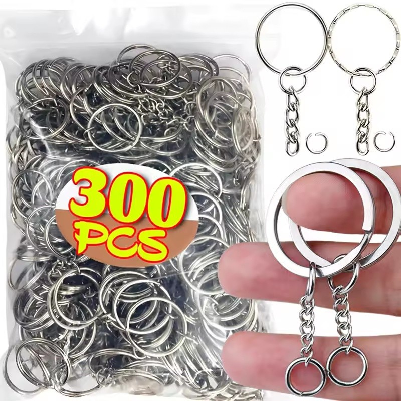 Metal Keychain Rings with Chain - Polished Blank Keychains - 50/100/200 ...