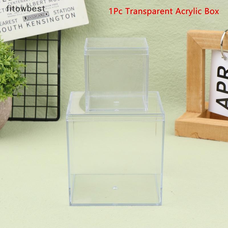 Fbph 1Pc Transparent Acrylic Boxes With Cover Plastic Organizer Small ...
