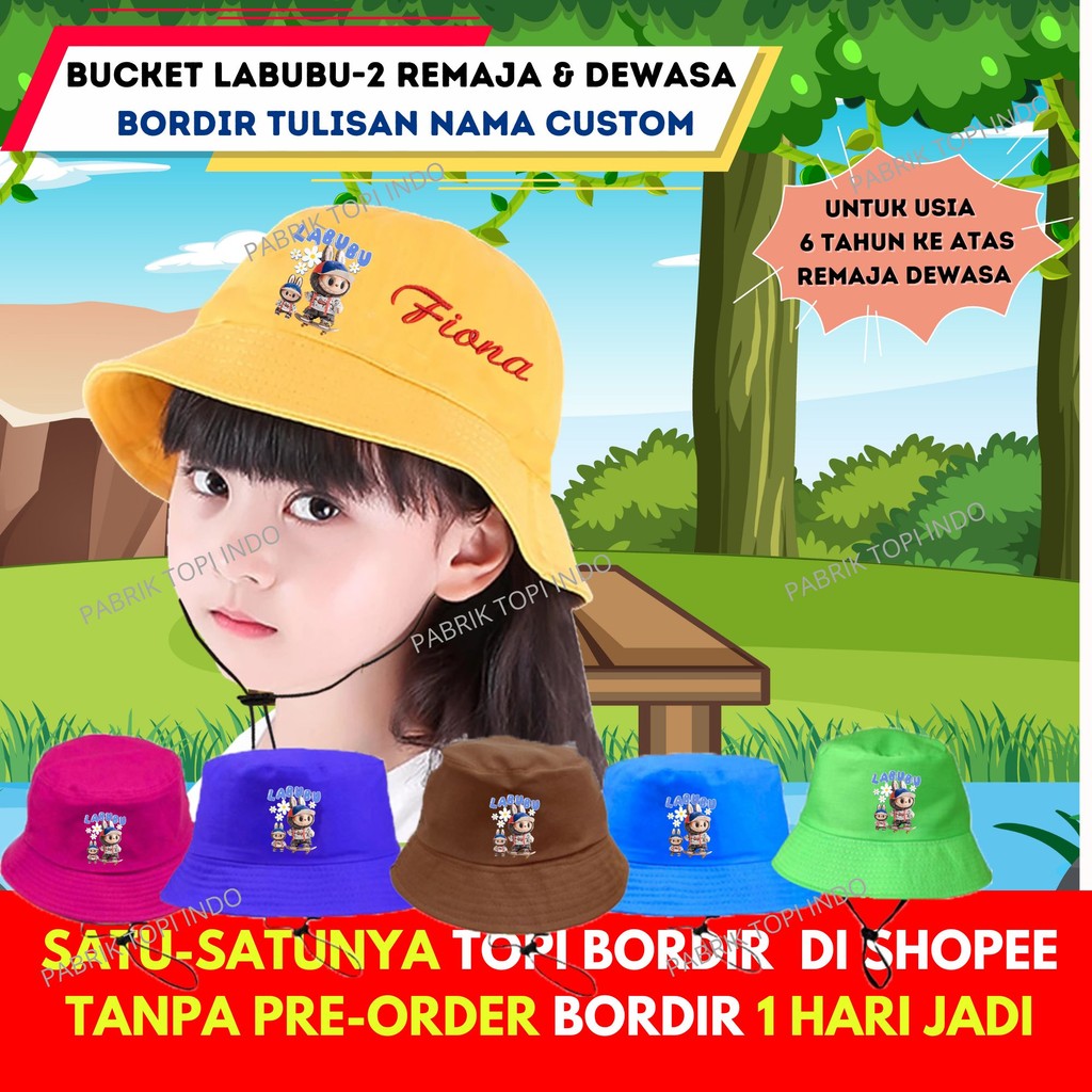 Bucket hat with screen printing with Labubu motifs and Custom ...