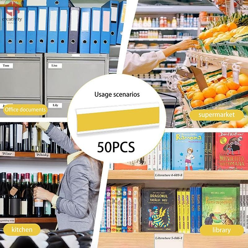 [CR] 50Pcs Self Adhesive Price Tag Holder Supermarket Price Signs Price ...