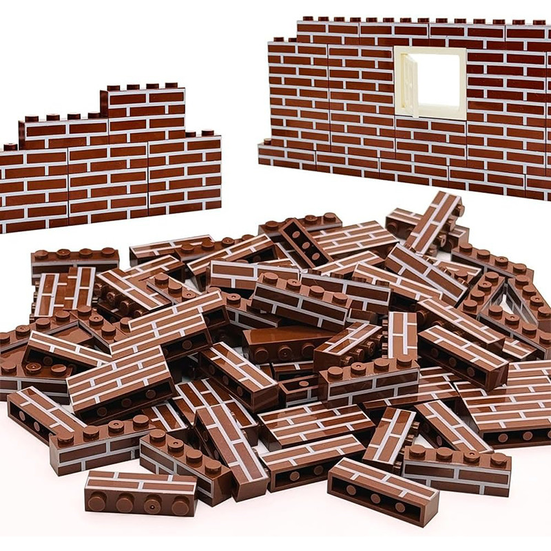 100Pcs Classic Wall Building Bricks 1x4 Masonry Profile Bricks Blocks ...