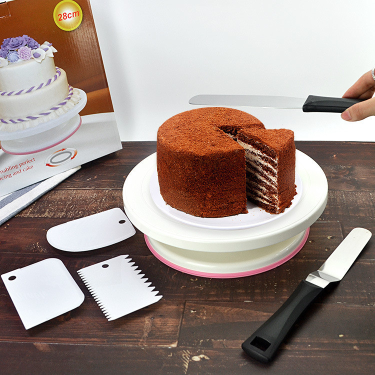 Turntable Cake/Meja Pusing Putar Kek 28cm ANTI SLIP 360 Rotating Cake ...
