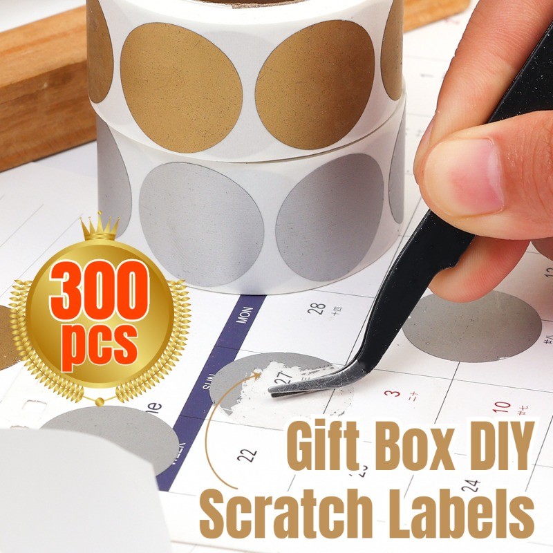 250/300/500Pcs Multi-styles Gift Box DIY Scratch Labels Round/Square ...