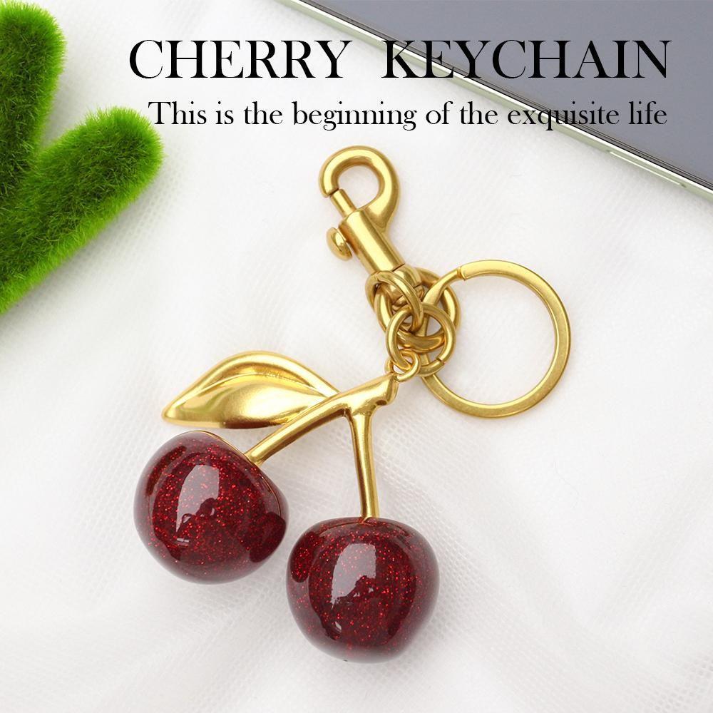 Fashion 3D Red Cherry Keychain Fruits Cherries Pendant Keyring For ...
