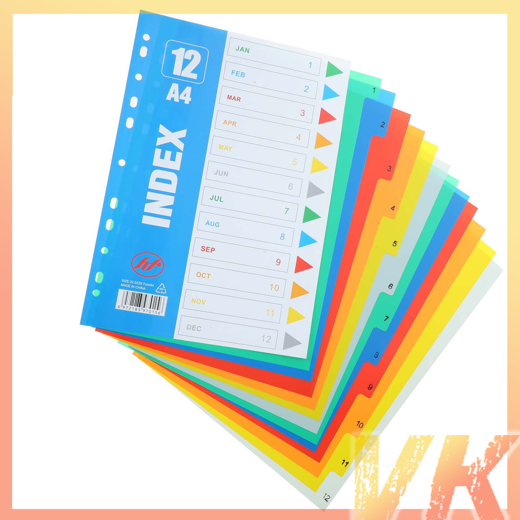 VK 12pcs Pages A4 File Dividers Notebook Subject Divider Binder ...