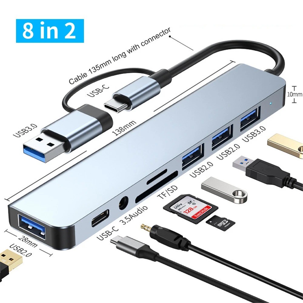 USB A Type C Hub Concentrator Docking Station Multi Adapter Card Reader ...
