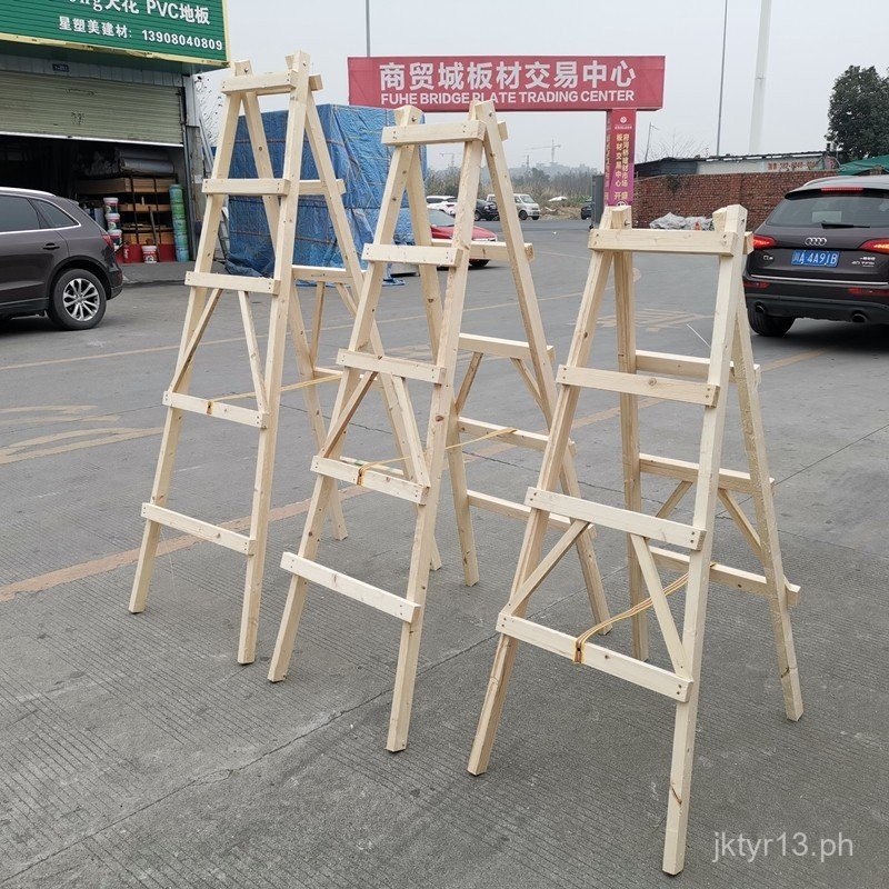 Solid Wood Ladder Wooden Ladder Engineering Wood A-Frame Ladder ...